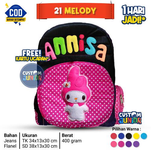 Jual 21 MELODY Tas ransel sekolah karakter anak perempuan TK SD custom ...