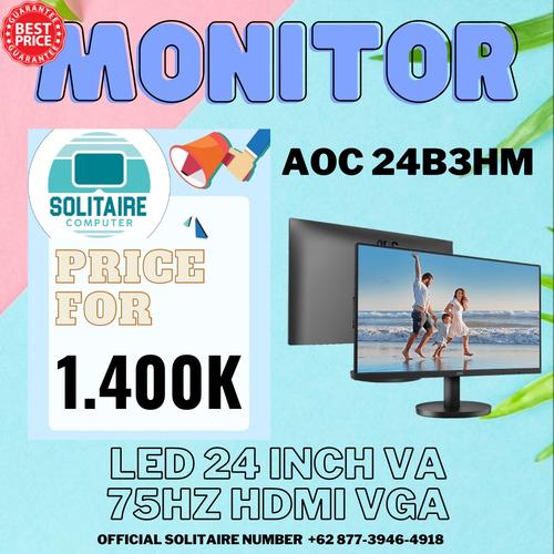 Jual Monitor LED AOC 24B3HM 24" 1080p 75Hz VGA HDMI Slim Frameless ...