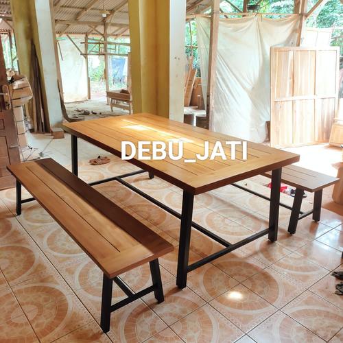 Jual meja bangku set outdoor meja set makan meja set rangka besi top ...