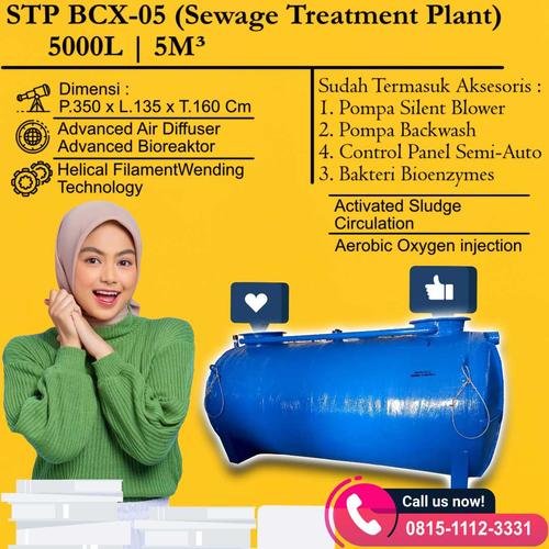 Jual TANGKI IPAL TIPE HORIZONTAL SILINDER 5000 LITER 5M3 / BIOTECH ...