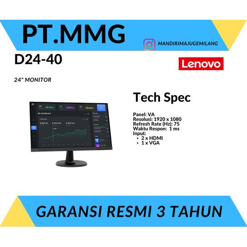 Jual Monitor LED Lenovo D24-40 24" VA FHD 1080p 75Hz VGA HDMI Vesa ...