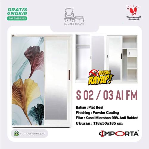 Jual Lemari Pakaian Plat Besi 2 pintu Sliding Lemari Baju IMPORTA S03 ...