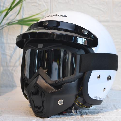 Jual HELM CARGLOSS RETRO ORIGINAL + GOGGLE MASK ( MR HELM ) - Putih, M ...