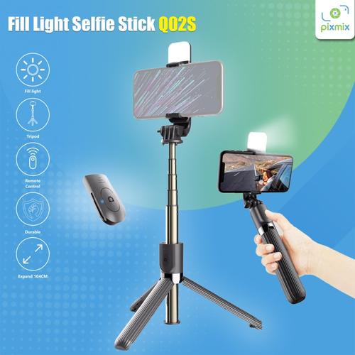 Jual Tripod Tongsis Handphone Fill Light Q02S Selfie Stick - Bonus ...