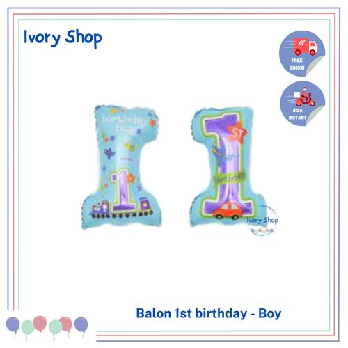 Jual Balon HBD 1st birthday / Balon ulang tahun pertama / balon angka 1 ...