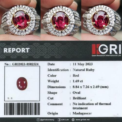 Jual Natural Batu HQ Red Ruby Madagascar No Heat No Treatement 1.69 Cts ...