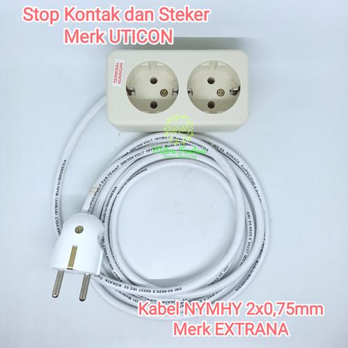 Jual Kabel Extension UTICON Stop Kontak 2 Lubang Steker Stopkontak ...