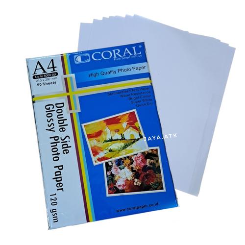 Jual KERTAS FOTO A4 DOUBLE SIDE GLOSSY 120 GSM 10 LEMBAR CORAL PHOTO ...