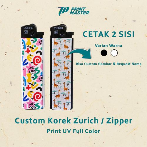 Jual Custom Korek Api Zurich / Zipper Print UV Promosi/Souvenir 2 Sisi ...