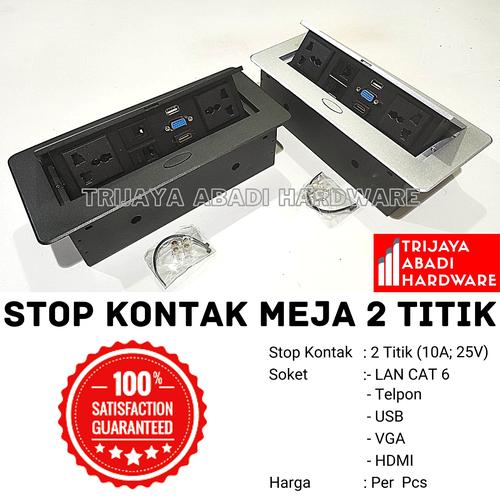 Jual Stop Kontak Tanam 2 Titik Stopkontak Meja LAN Telpon USB VGA HDMI ...