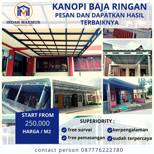 Jual Kanopi Baja ringan atap spandek polos / spandek pasir / upvc dll ...