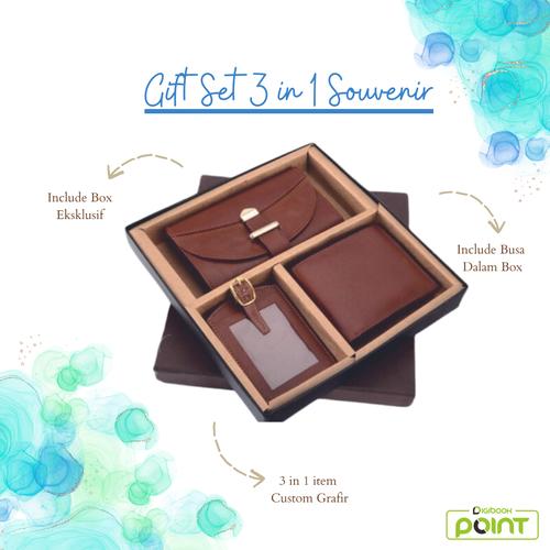 Jual Souvenir Gift Set Kulit Premium Isi Pouch, dompet & Case Id card ...