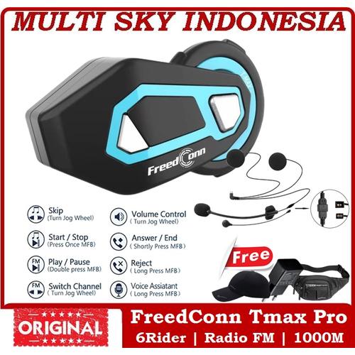 Jual FreedConn TMAX T-MAX PRO Group Intercom 6 riders with 2 in 1 mic ...