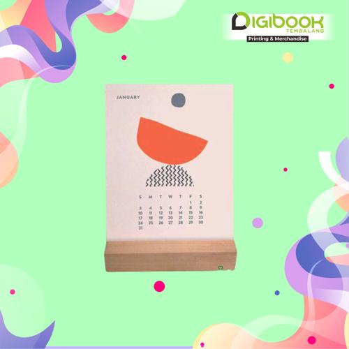 Jual Wood Table Desk Calendar 2023 / Kalender Meja Unik Kombinasi Kayu ...