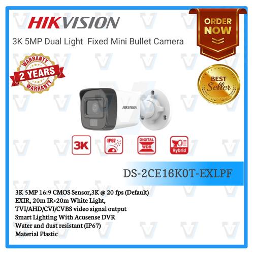 Jual CAMERA HIKVISION OUTDOOR 3K 5MP DS-2CE16K0T-EXLPF - Jakarta Barat - Vincent cctv | Tokopedia