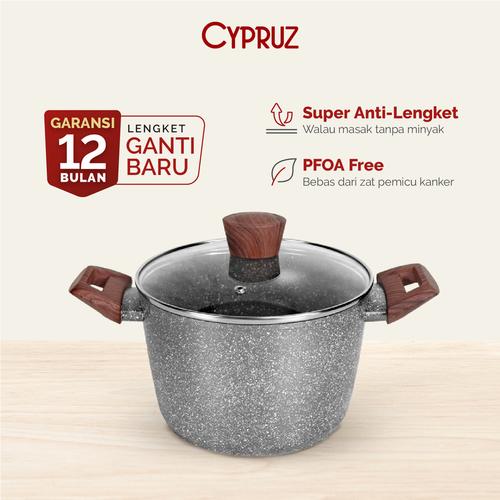 Jual Cypruz Grey Marble High Casserole Pan Panci Pot Tinggi 20cm 24cm ...