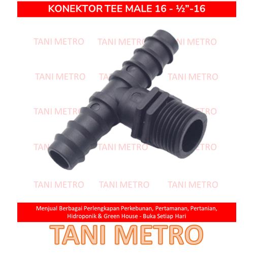 Jual Konektor Tee 16 mm Male 1/2" (16mm-1/2"-16mm) Pipa PVC Selang 16 ...