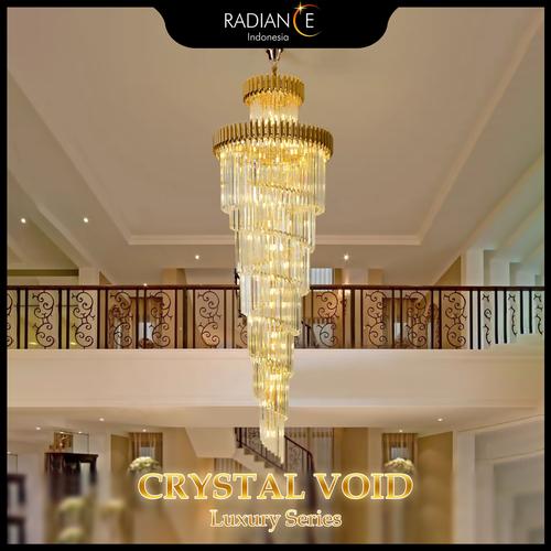 Jual Lampu Gantung Hias Kristal Void Tinggi 3 meter Gold Mewah Tangga ...