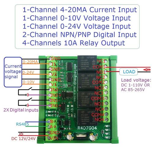 Jual Modbus RTU Multifunction Relay Module 4DO 2DI 3AI RS485 - 24V ...