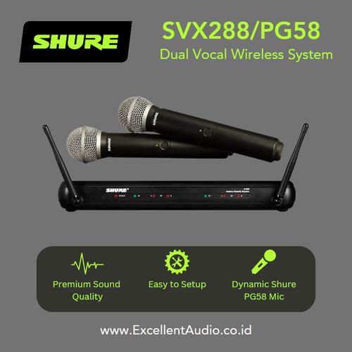 Promo Microphone Wireless SHURE SVX288/PG58 SVX288 PG58 Dual Channel System Cicil 0% 3x ...