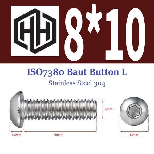 Jual Baut Button L M8 x 10 ISO7380 Hex Stainless Steel BB810 - Kota Depok - HiraHana Mekanik ...