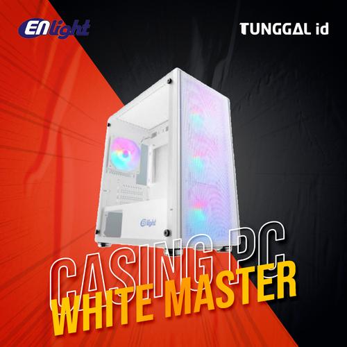 Jual CASING ENLIGHT White Master mini ATX mATX GAMING CASE ACRYLIC SIDE ...