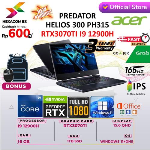 Promo ACER PREDATOR HELIOS 300 PH315 RTX3070TI I9 12900H 16GB 1TBSSD ...