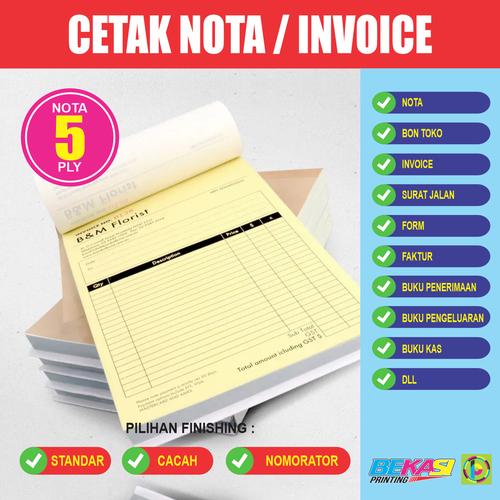 Jual Cetak Nota Bon Invoice 5 Rangkap / Ply - Carbonless Tanpa Karbon ...