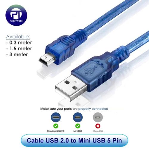 Jual Kabel USB to Mini USB . Kabel USB 5 pin. ProffTech. 30cm-3 meter ...