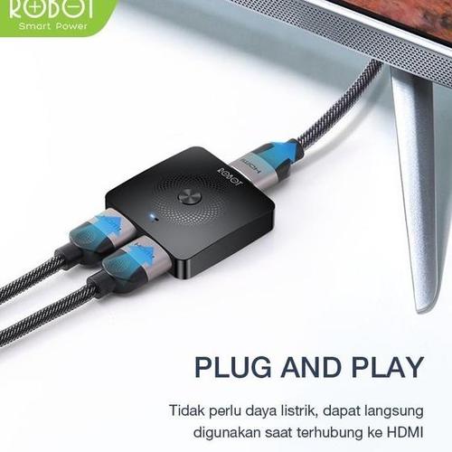 Jual Robot Hm103 Hdmi Splitter Switch 2 In 1 Out / 1 In 2 Out 4K Bi ...