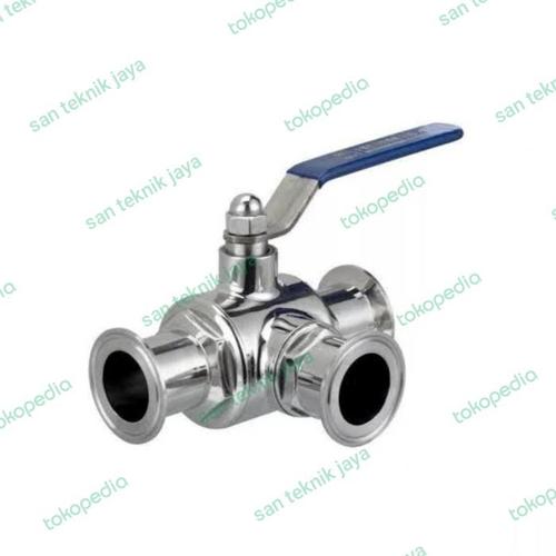 Jual BALL VALVE SANITARY 3 WAY STAINLESS SS304 3/4" INCH FOODGRADE 3 ...