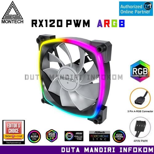 Jual Montech AX120 I RX120 PWM ARGB Fan - 120mm ARGB Gaming Fan Cooler ...