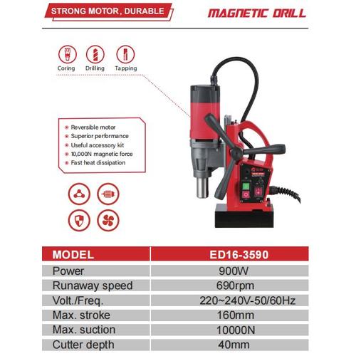 Jual Mesin Bor Magnet Edon Magnetic Drill 35 MM 900W ED16-3590 - Kab ...