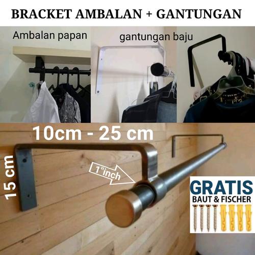 Jual RAK AMBALAN BESI SIKU PENYANGGA / GANTUNGAN BAJU / BRACKET PAPAN ...
