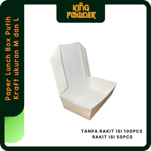 Jual Paper Lunch Box Ukuran M FoodGrade Kemasan Makanan Kotak Putih ...