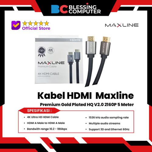 Jual Kabel HDMI Maxline Premium Gold Plated HQ V2.0 2160P 5 Meter ...