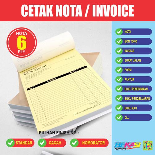 Jual Cetak Nota Bon Invoice 6 Rangkap / Ply - Carbonless Tanpa Karbon ...