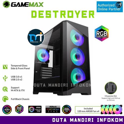 Jual GameMax DESTROYER - Tempered Glass Mini-Tower m-ATX Gaming Case - BLACK EDITION - Jakarta ...