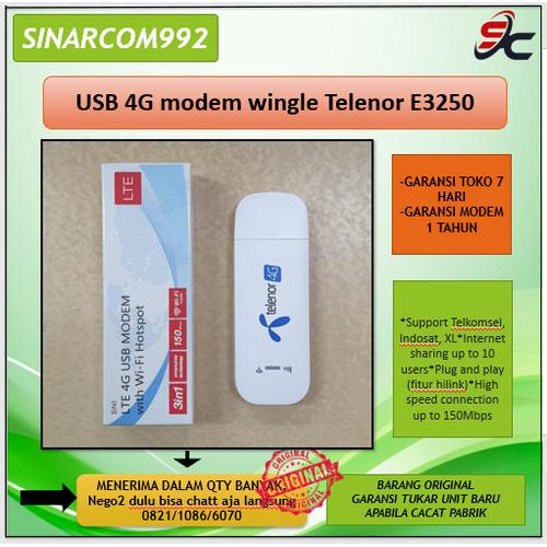 Jual USB 4G modem wingle Telenor E3250 / MODEM WINGLE E3250 ORIGINAL ...