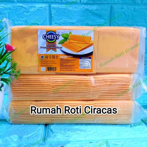 Jual BURGER CHEESE SLICE CHEDDAR 1KG CHEESY BERGER SLICES KEJU TIPIS 1 ...