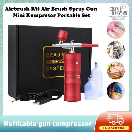 Jual Airbrush Kit Air Brush Spray Gun Mini Kompresor Portable Set ...