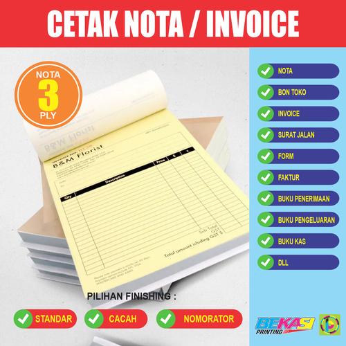Jual Cetak Nota Bon Invoice 3 Rangkap / Ply - Carbonless Tanpa Karbon ...