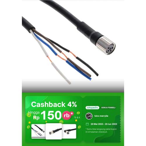 Jual M8 Cable connector sensor 4 pin female straight 10 Meter Ori Omron ...