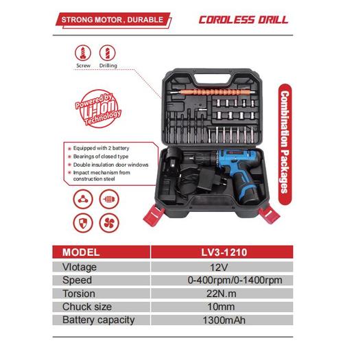 Jual Mesin Bor Cordless Charger EDON 12V Lithium LV3-1210 Koper 2 ...