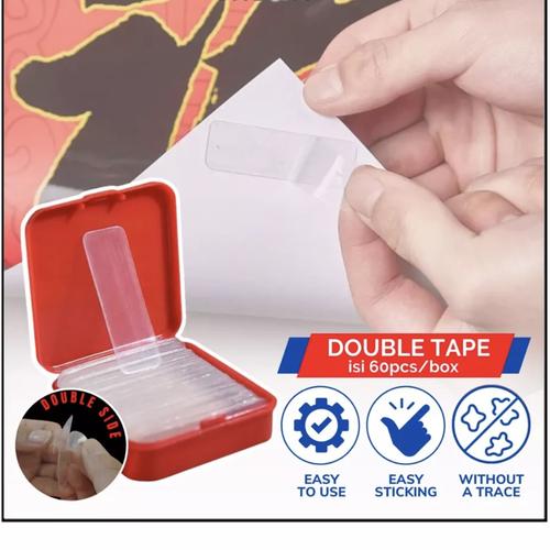 Jual Sticker Double Tape Gel 2 Sisi 1 Box Isi 60 pcs Isolasi Bening ...
