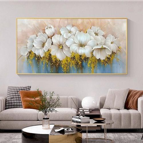 Jual hiasan dinding ruang tamu lukisan bunga modern includ frame ...