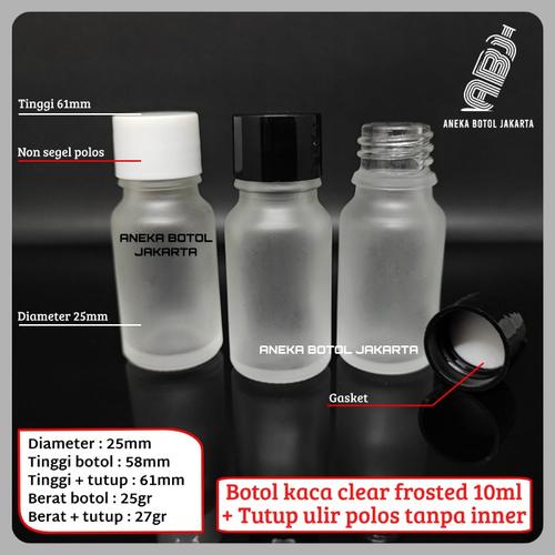 Jual Botol kaca clear frosted 10ml tutup ulir plain polos - Putih ...