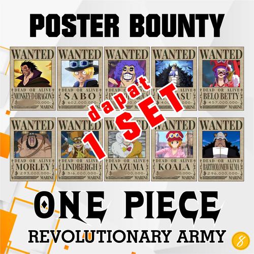 Jual set Poster Wanted Revolutionary Army Bounty Pasukan Revolusi One ...