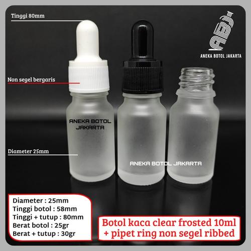 Jual Botol kaca clear frosted 10ml pipet ring non segel motif ribbed ...