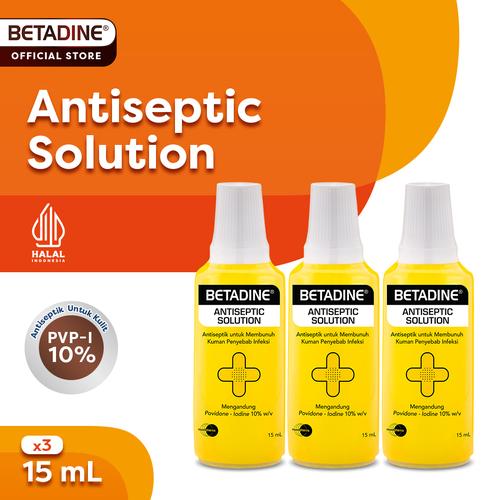 Promo BETADINE SOLUTION Obat Luka Antiseptik 15ml Triple Pack - Kota ...